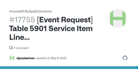 Event Request Table 5901 Service Item Line