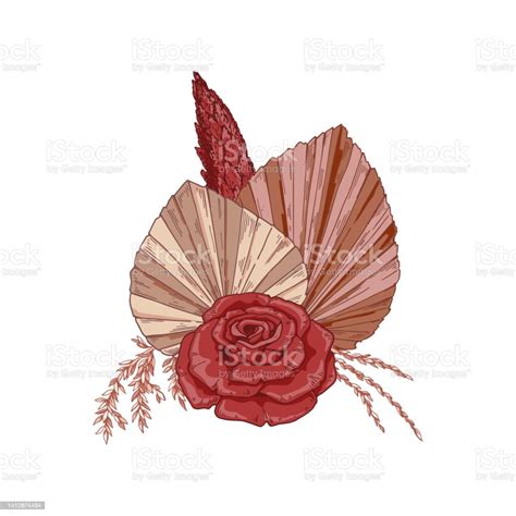 화려한 우아한 가을 꽃 구성 현대 꽃집 디자인 요소 스케치 스타일의 벡터 일러스트 레이 션 가을에 대한 스톡 벡터 아트 및 기타 이미지 Istock