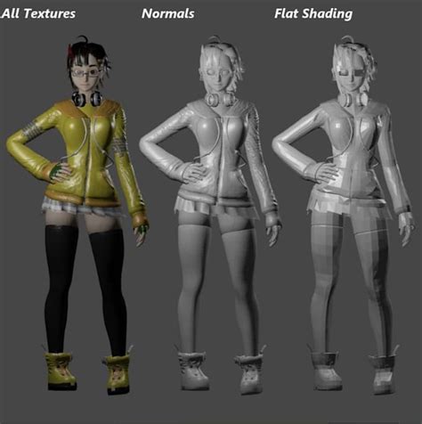 stylized semi realistic 3d character realistic retexturing sculpt uv