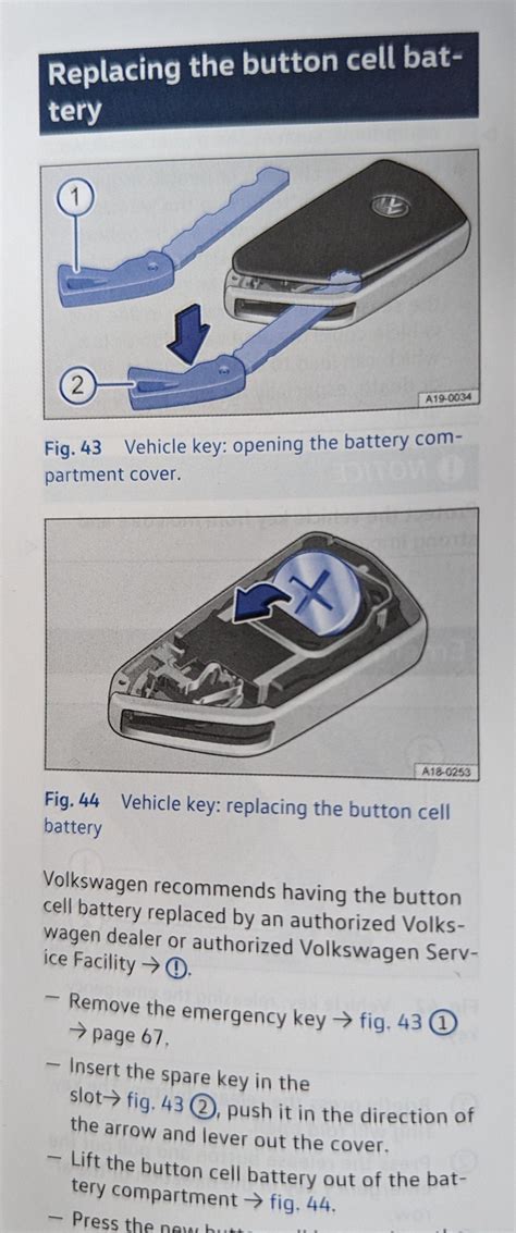 Key Fob Battery Replacement Volkswagen ID Forum