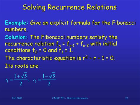 Recurrence Relations For Discrete Mathematics Ppt