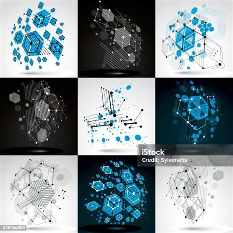 바우하우스 레트로 배경 화면 아트 벡터 배경 그리드와 육각형의 집합입니다 기하학적 인 그래픽 1960 일러스트 책자 표지 디자인으로 사용할 수 있습니다 0명에 대한 스톡