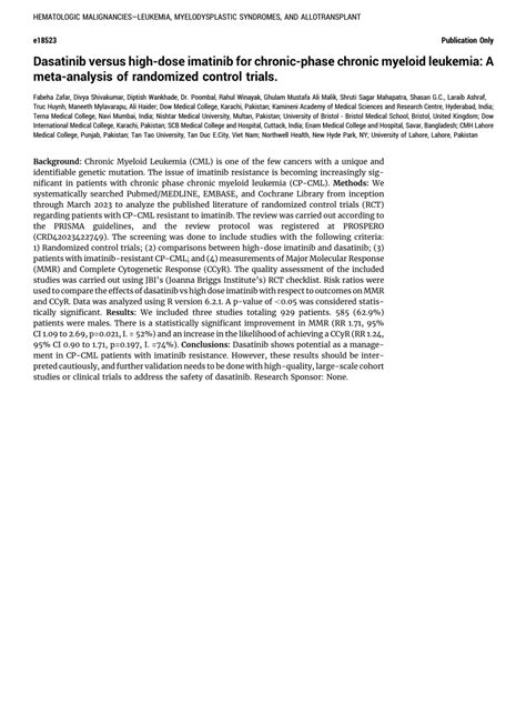 Pdf Dasatinib Versus High Dose Imatinib For Chronic Phase Chronic