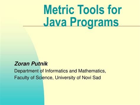 Ppt Metric Tools For Java Programs Powerpoint Presentation Free