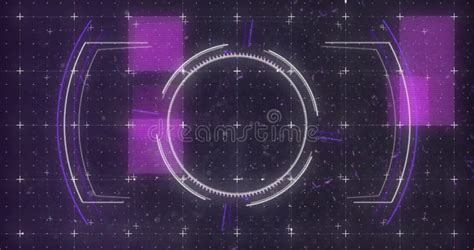 Glowing Elements And Grid Animation In Futuristic Circular Interface Stock Footage Video Of