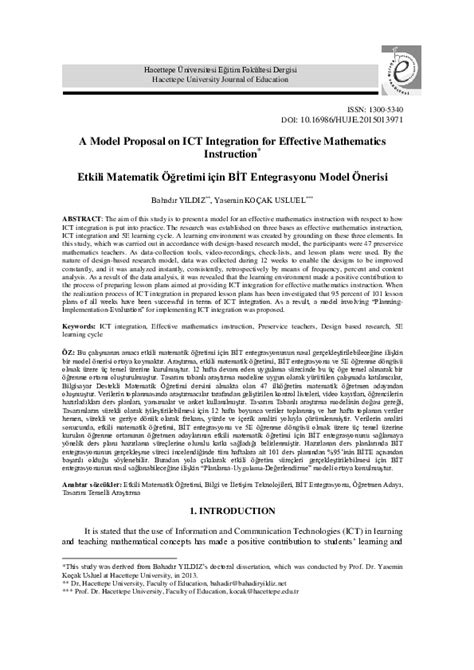 Pdf A Model Proposal On Ict Integration For Effective Mathematics Instruction