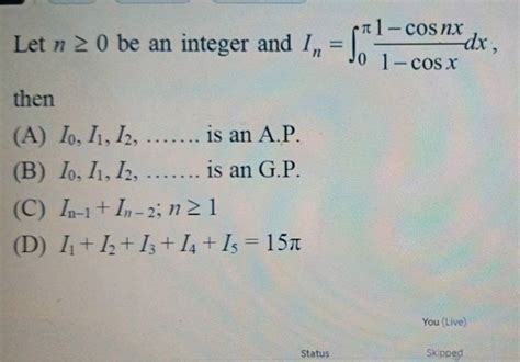 Let N Geq 0 Be An Integer And I N Int 0 Pi Frac 1 Cos N X 1