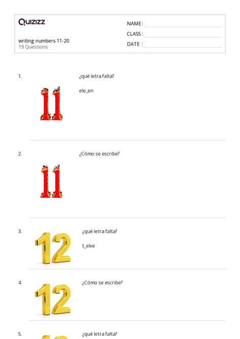 50 Writing Numbers 11 20 Worksheets For 1st Class On Quizizz Free And Printable