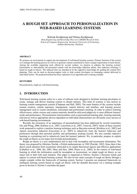 pdf a rough set approach to personalization in web based learning