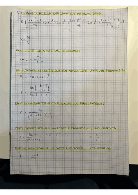 Formulario Matematica Finanziaria Formulari Di Matematica Finanziaria
