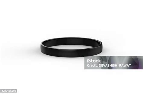 고립 된 흰색 배경에 검은 실리콘 팔찌 모형 템플릿 디자인 프리젠 테이션고무 팔찌 또는 팔찌 3d 일러스트 팔찌에 대한 스톡