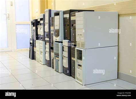 Stack Of Old Empty Computer Cases Stock Photo Alamy