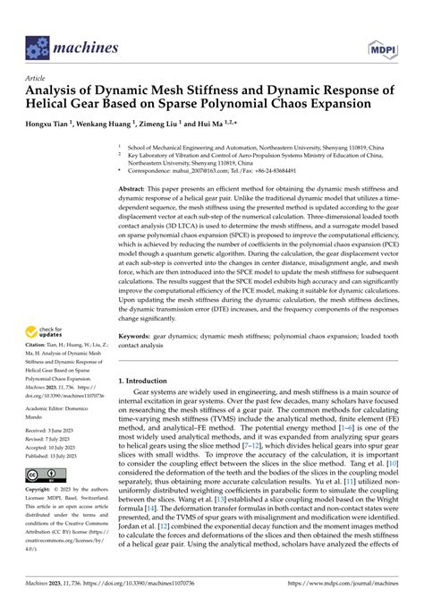 Pdf Analysis Of Dynamic Mesh Stiffness And Dynamic Response Of