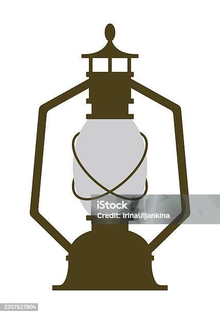 등유 램프 흰색 배경에 고립 된 랜턴 플랫 스타일 램프의 아이콘 벡터 일러스트 레이 션 0명에 대한 스톡 벡터 아트 및 기타 이미지 Istock