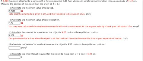 [solved] 0 600kg Object Attached To A Spring With A Force