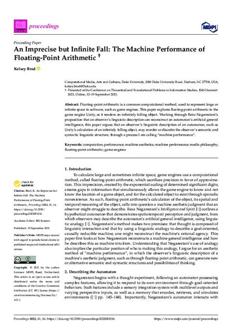 Pdf An Imprecise But Infinite Fall The Machine Performance Of Floating Point Arithmetic