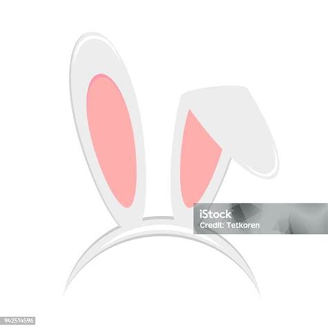 부활절 토끼 귀 흰색 바탕에 격리 하는 마스크 평면 스타일에 토끼 귀 봄 모자입니다 머리 장식 부활절의 축 하에 대 한 의상 절연된 요소 벡터 일러스트 레이 션 계절에 대한
