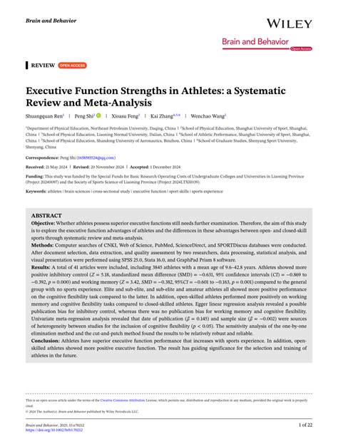 Pdf Executive Function Strengths In Athletes A Systematic Review And