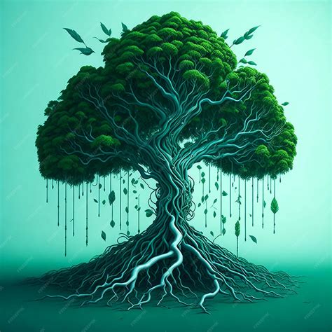 Premium Ai Image A Towering Tree Sprouting From The Convergence Of A Computer Circuit Board Ai