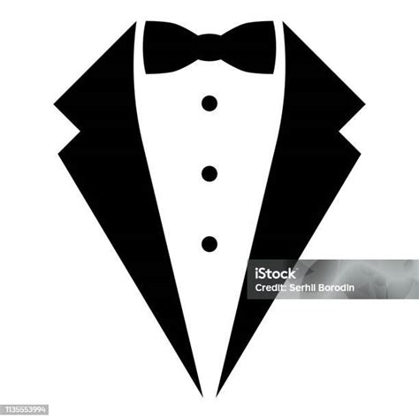기호 서비스 저녁 식사 재킷 활 턱시도 개념 턱시도 기호 집사 신사 아이디어 웨이터 정장 아이콘 블랙 컬러 벡터 일러스트 레이 션 플랫 스타일 이미지 턱시도에 대한 스톡