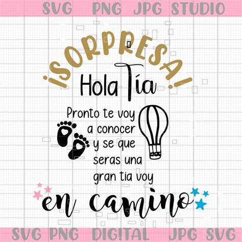 Sorpresa Hola Tia Voy En Camino Svg Png Anuncio De Embarazo Para Tía