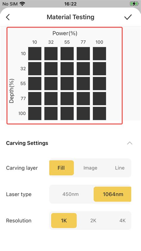 How To Use The LDS Material Test Array Function On IOS LaserPecker Support Center