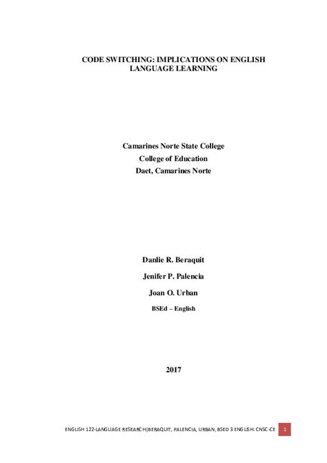 pdf positive and negative effect of code switching pdf pdf télécharger