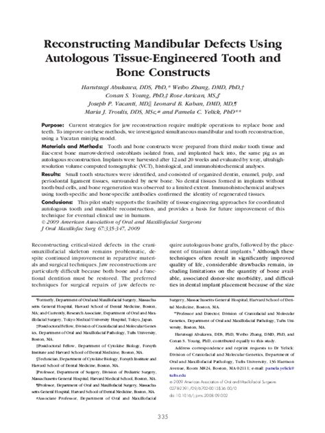 Pdf Reconstructing Mandibular Defects Using Autologous Tissue