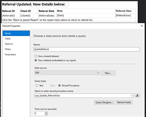Reporting Services Execute Stored Procedure Code Using A Button In