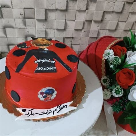 خرید و قیمت کیک تولد دختر کفشدوزکی فلینگ مخصوص کیک قرمز ارسال به صورت