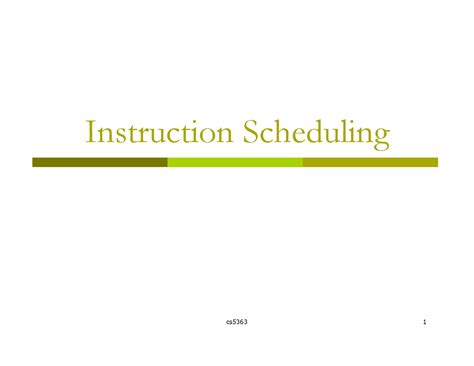 Programming Language Compilers Instruction Scheduling Cs 5363 Docsity