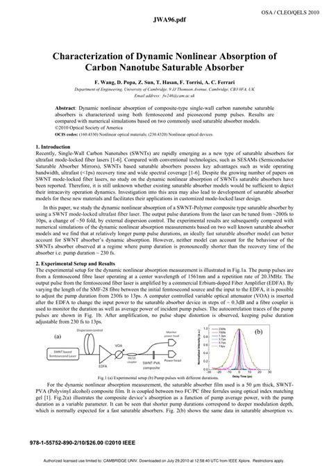 Pdf Characterization Of Dynamic Nonlinear Absorption Of Carbon