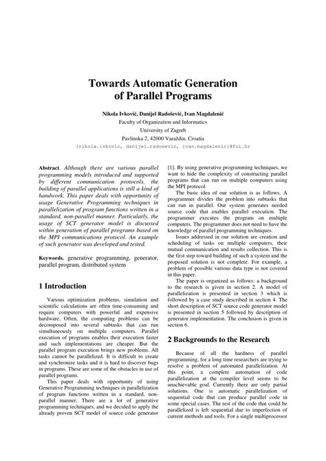Pdf Towards Automatic Generation Of Parallel Programs