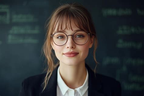 Female Teacher With Glasses In The Classroom Premium Ai Generated Image
