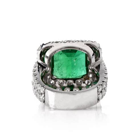 Exceptional Emerald Diamond Platinum Cocktail Ring For Sale At 1stdibs