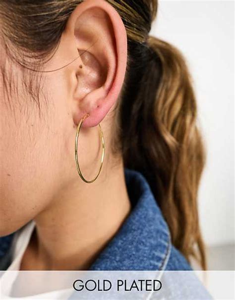 Kingsley Ryan Gold Plated 40mm Hoop Earrings In Gold Asos