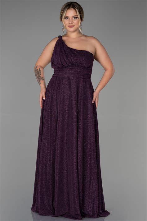 Long Dark Purple Plus Size Evening Dress Abu3289