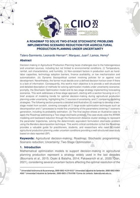 Pdf A Roadmap To Solve Two Stage Stochastic Problems Implementing Scenario Reduction For