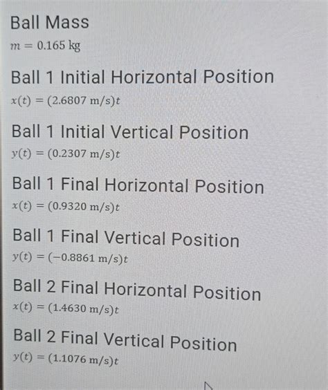 Ball Massm 0 165kgball 1 ﻿initial Horizontal