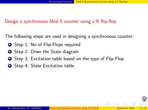 Mod 5 Synchronous Counter Using J K Flip Floppdf