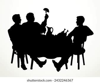 Man Table Vector Drawing Stock Vector Royalty Free 2432246367 Shutterstock