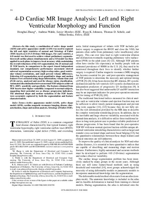 Pdf 4 D Cardiac Mr Image Analysis Left And Right Ventricular Morphology And Function