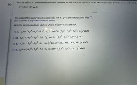 Solved Using The Method Of Undetermined Coefficients