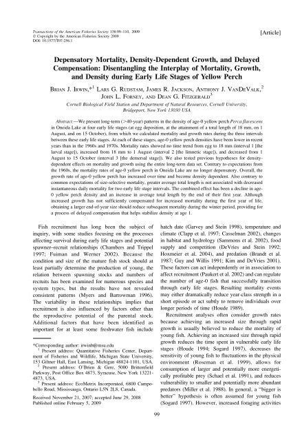 Depensatory Mortality Density Dependent Growth And Delayed