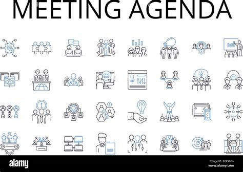 Meeting Agenda Line Icons Collection Job Interview Travel Itinerary Wedding Program