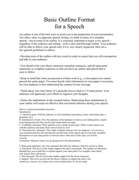 Basic Outline Format