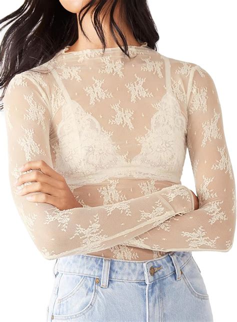 Sheer Top Long Sleeve White