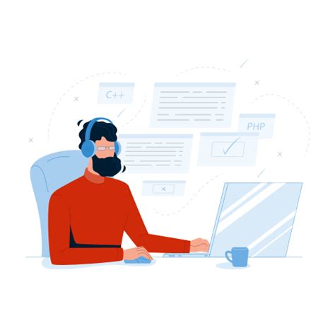 Coder Man Development Programming Computer Bearded Guy Illustration Download On Iconfinder