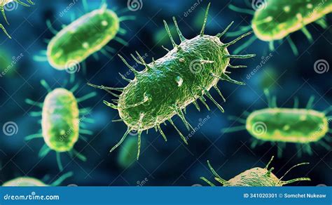 Bacteria Dividing And Multiplying Through Binary Fission Process Stock Photography