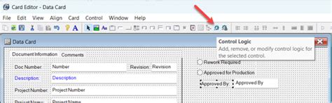 using solidworks pdm data card control logic